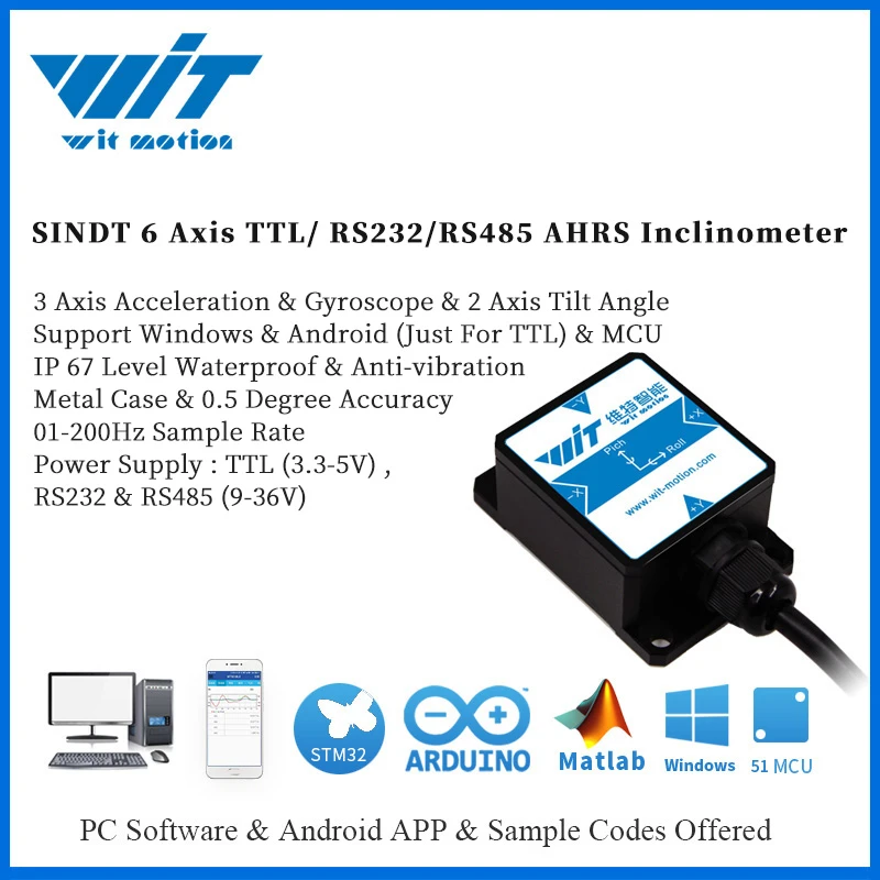 Witmotion Sindt Imu 2 Axis Sensor Digital Tilt Angle Inclinometer (roll ...