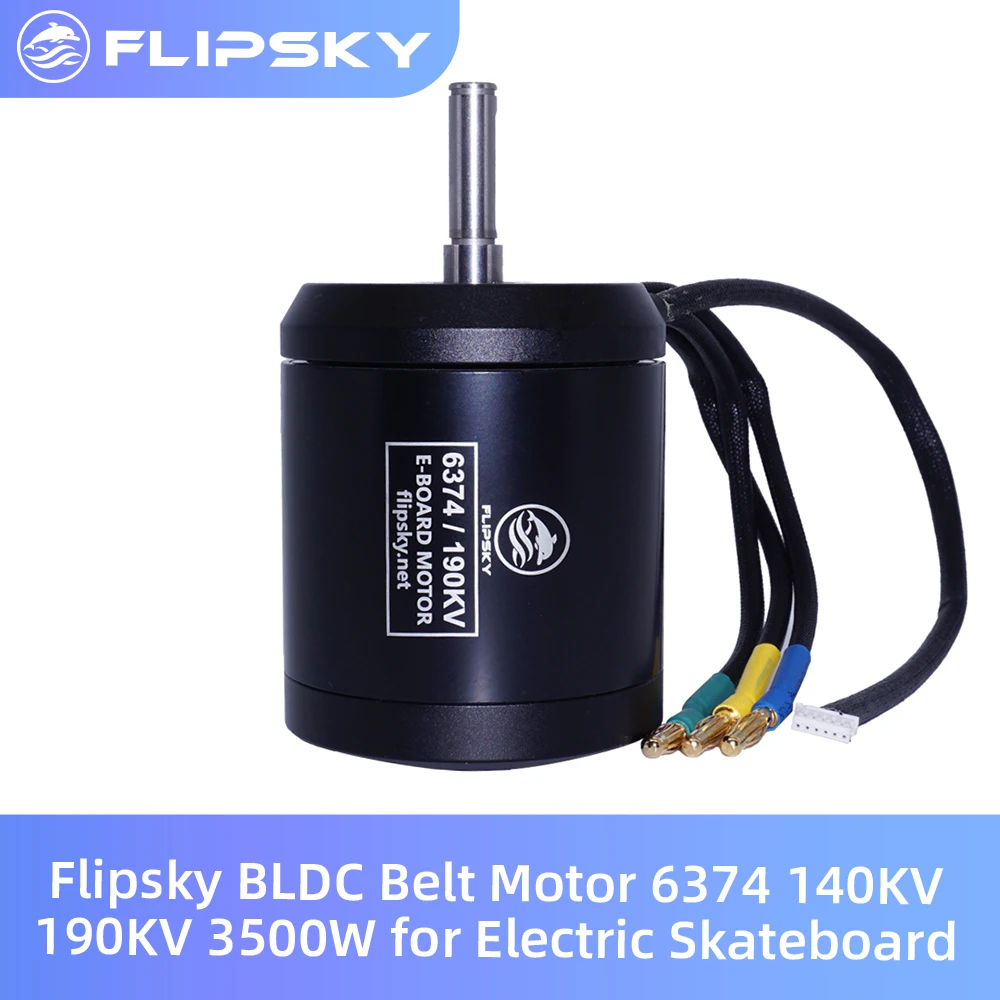 Flipsky BLDC Belt Motor 6374 190KV 3250W for Electric Skateboard with waterproof and dustproof ...