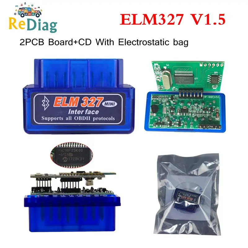 10Pcs/Lot 2022 Super Mini ELM327 V1.5 OBD2 Car Diagnostic Tool ELM 327 ...