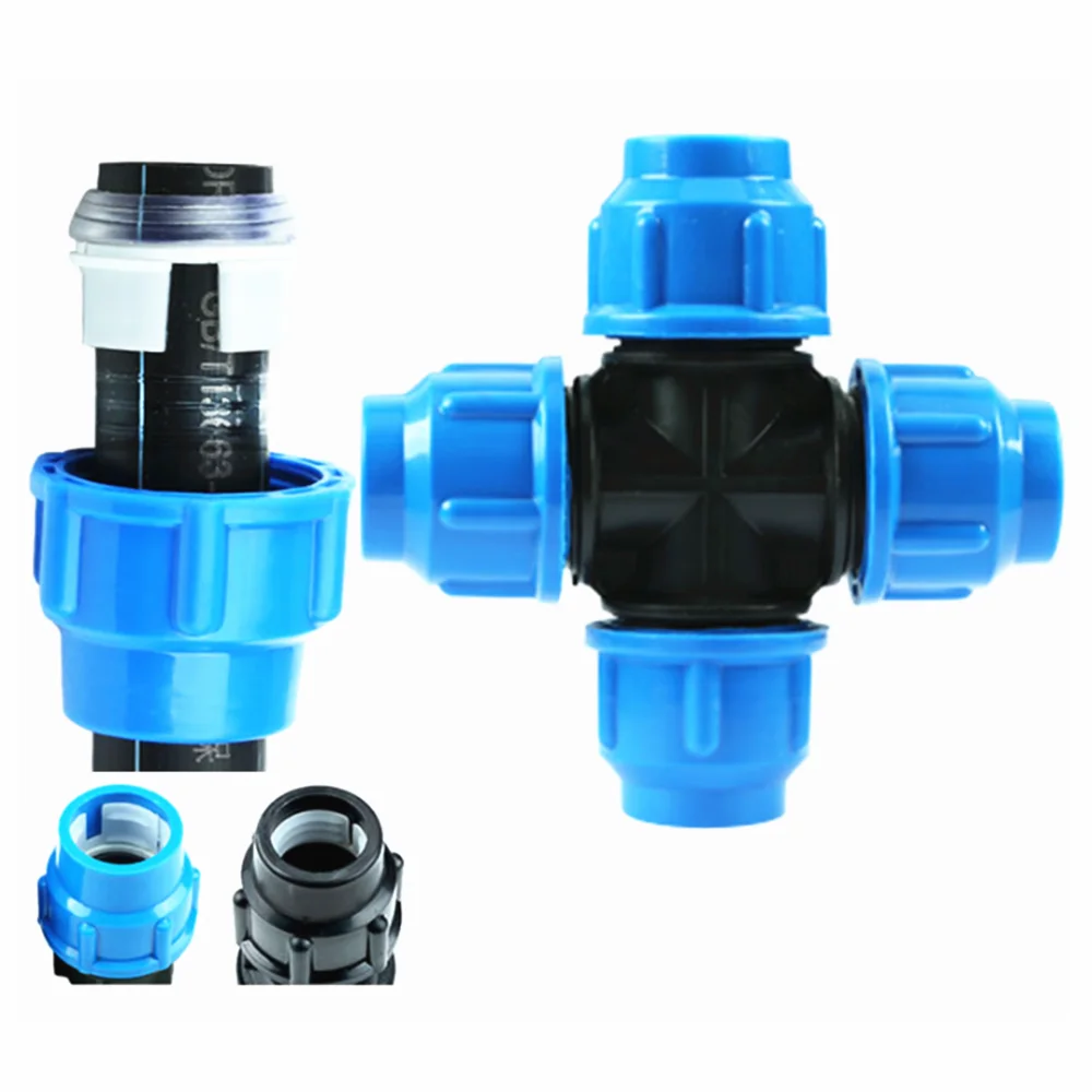 Pe Fittings Quick Union Plastic Fittings Four-way Union Joint 20/25/32 ...