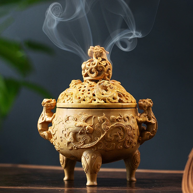 Incense Burn Boxwood Carving Wood Carving Censer Home Plate Fragrance ...