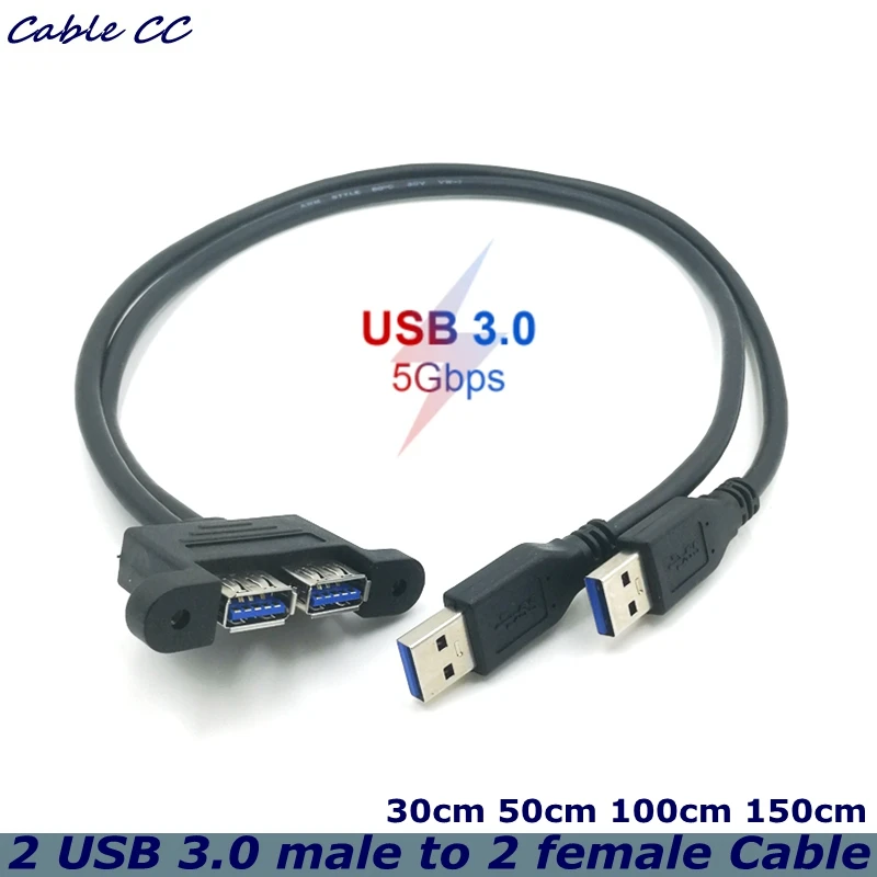 Bochara Dual USB 3.0 Male to Dual USB 3.0 Female USB 3.0 Extension ...