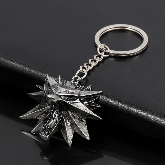 Wild Hunt Game Key Chain Wolf Head Keyring Metal Medallion Gaming ...
