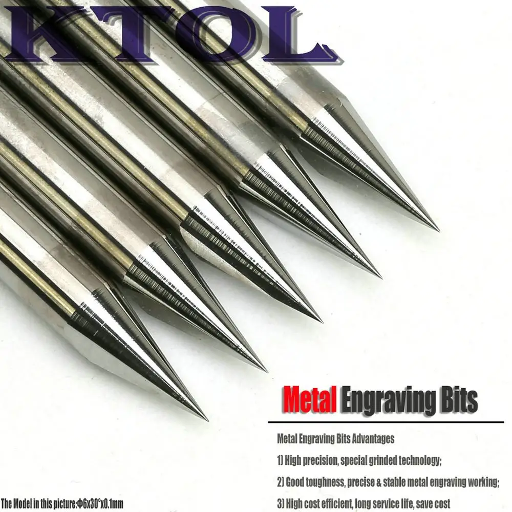 6x0.1mm 30 Degree V Router Bit Solid Carbide Milling Cutter Pcb Cnc ...