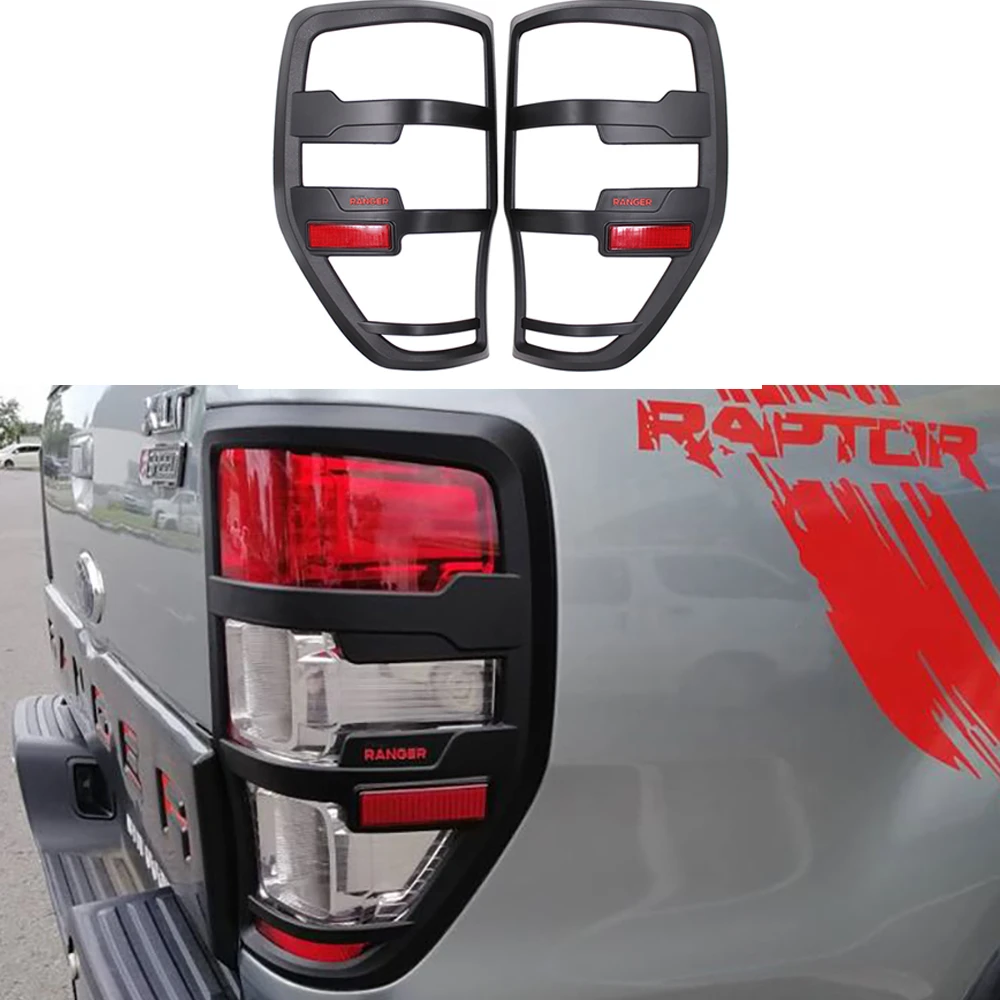 Black Matte Exterior Rear Lamp Hoods Tail Lights Cover For Ford Ranger ...