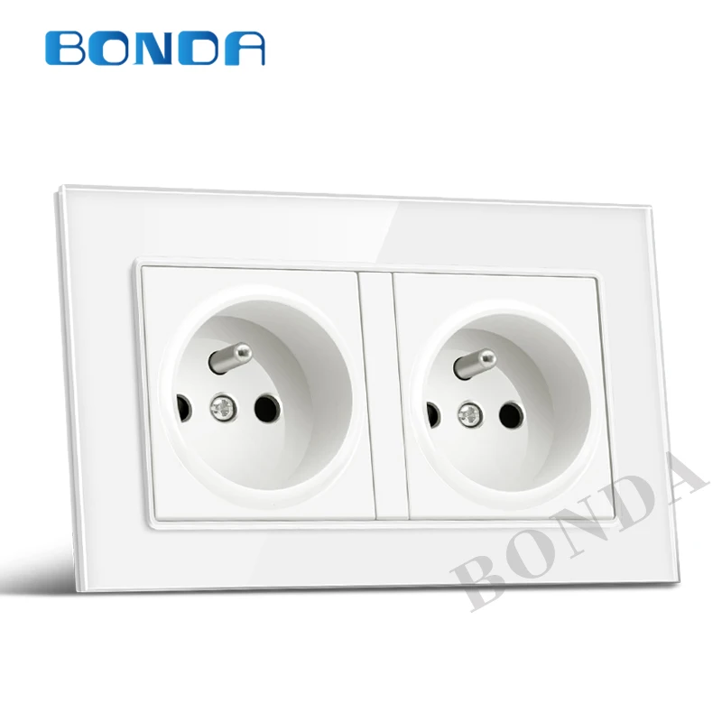BONDA Wall socket outlet standard EU tempered glass / plastic panel ...