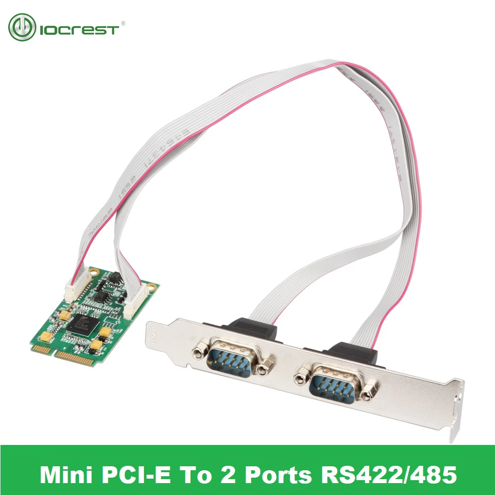 IOCREST Mini PCI Express 2 Ports (RS422/485) Db9 Com Half Size Mini ...