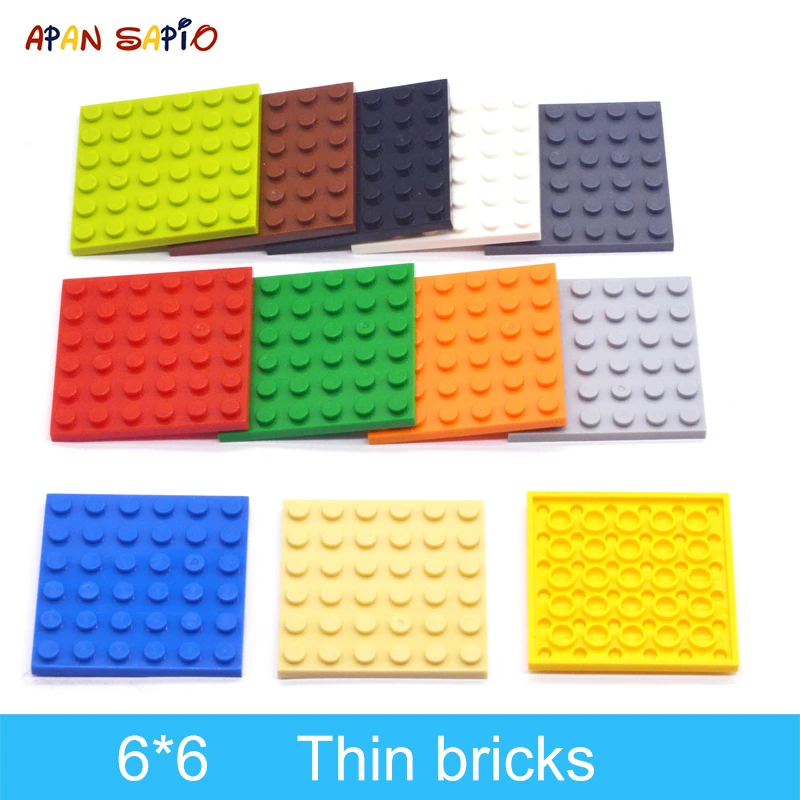 10pcs Diy Building Blocks Thin Figures Bricks 6x6 Dots 12color ...