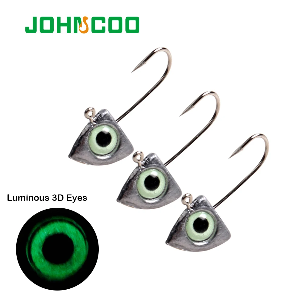 JOHNCOO 8pcs Luminous 3D Eye Jig Head Fishing Hooks 2g 3g 4g 6g Jig Head Ice Bass Carp Fishing ...