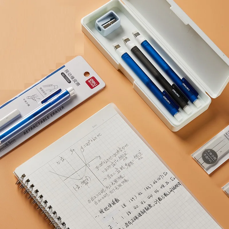 Pencil Eraser Push Type Pen Shaped Mechanical Replaceable Refills Soft ...