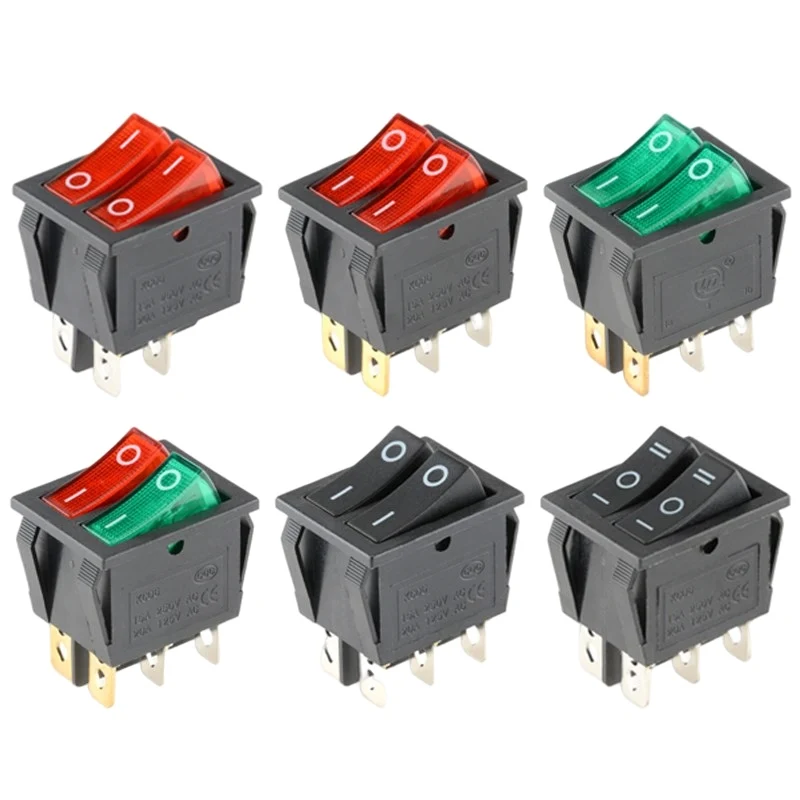 1PCS KCD8 6PIN 16A 250V 20A 125V Double Light Switch Rocker Switch ...