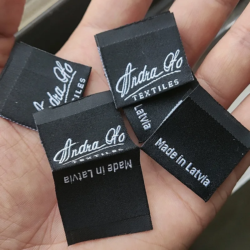 Clothes Labels 1000pcs , 5 * 3 cm Custom loop fold Black damask ...
