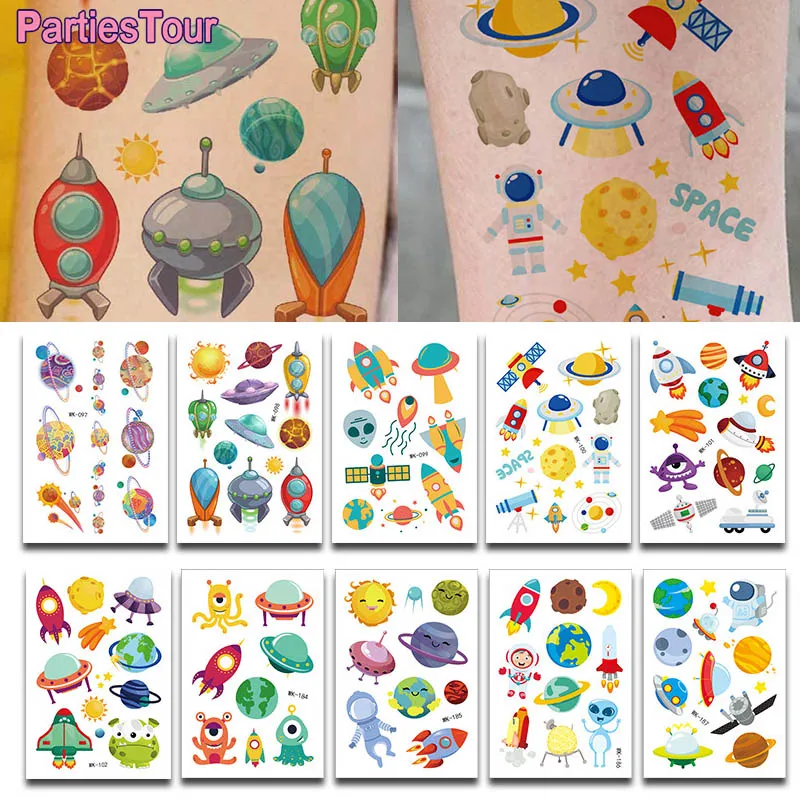 10pcs-Space-Theme-Party-Temporary-Tattoos-Rocket-Astronaut-planet ...