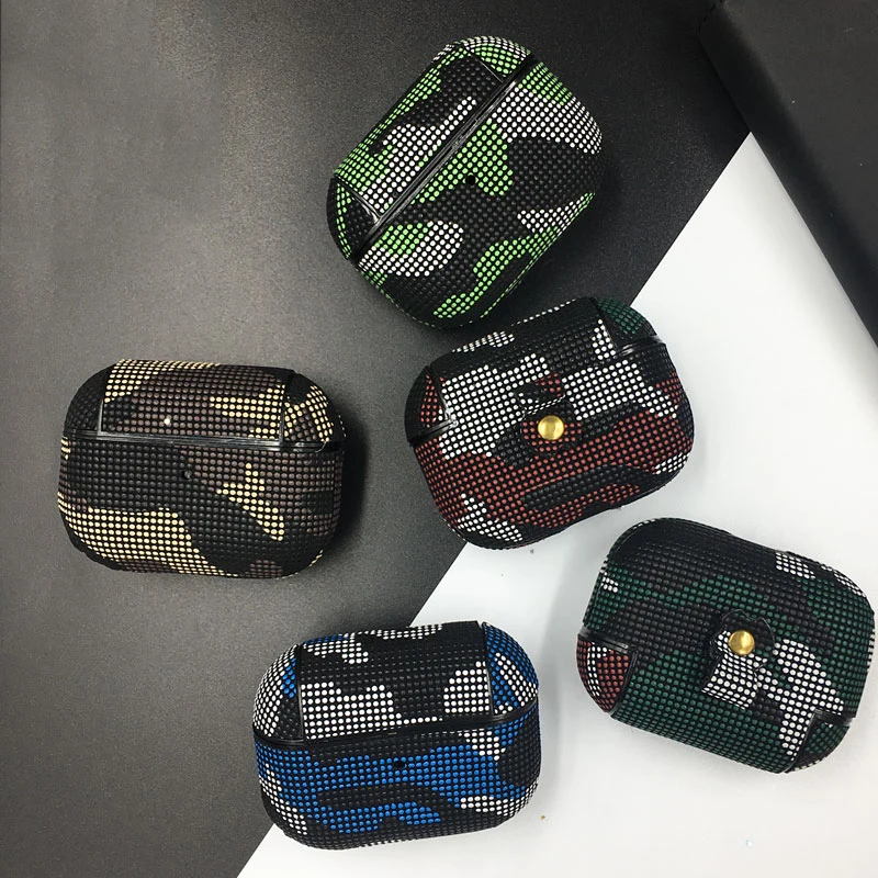 Retro Camouflage Leather Skin Case For Apple Airpods Pro Shockproof ...