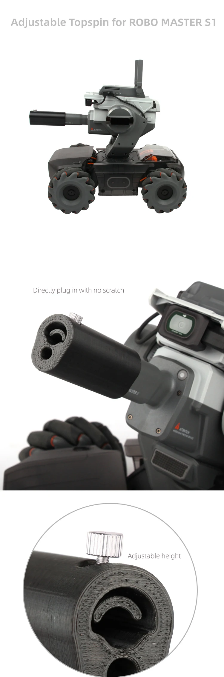 Topspin Back-spin Adjustable Bullet Shooting Range Extending Refit Accessories for Robo Master ...