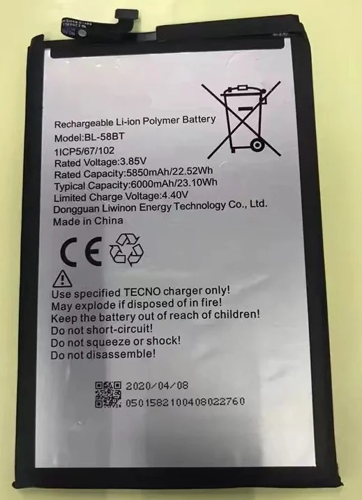 Nova bateria para tecno BL 58BT BL 49GT BL 34DT BL 58CX BL 49GX ...