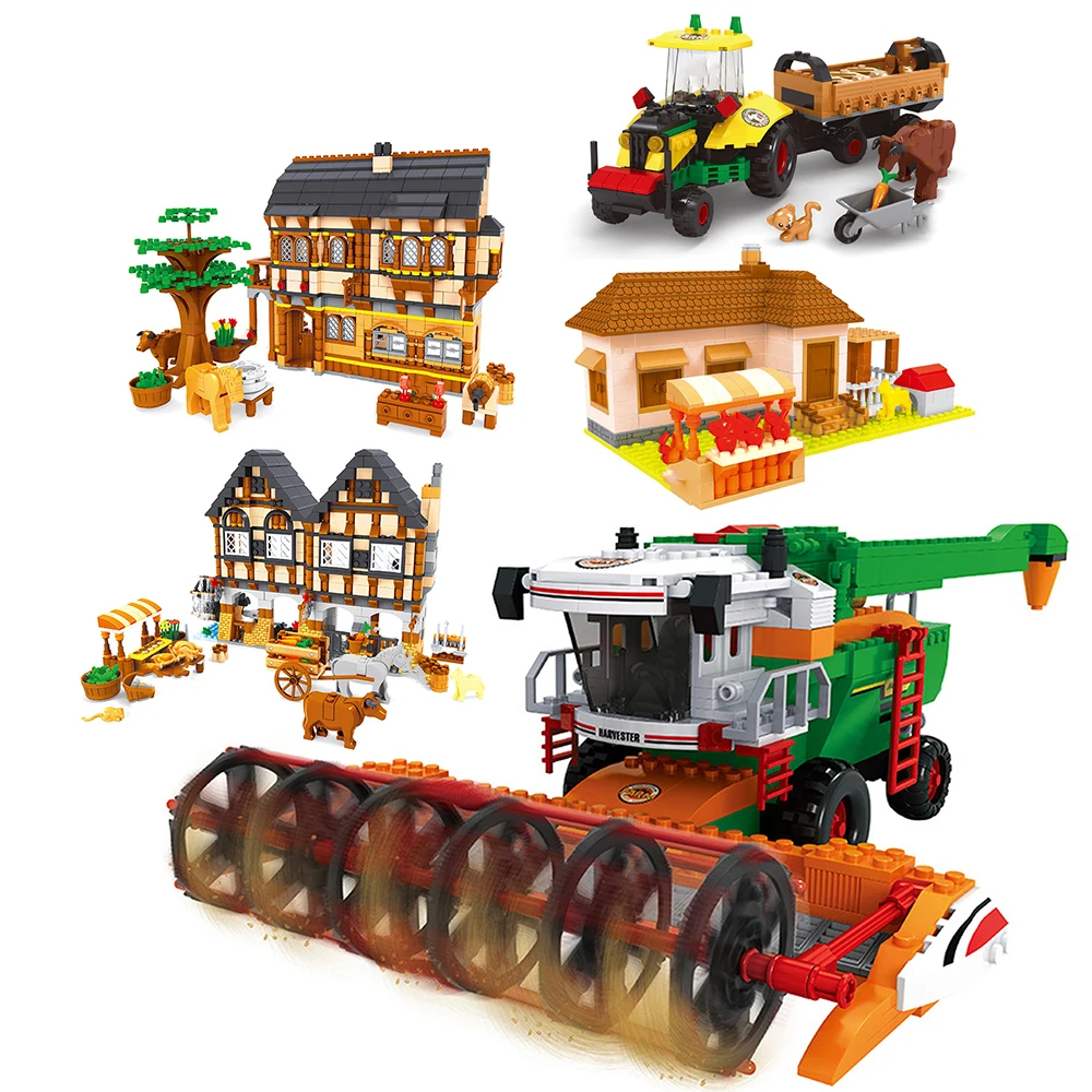 Farm mechanical Combine Harvester model Building Blocks bricks Tractors ...