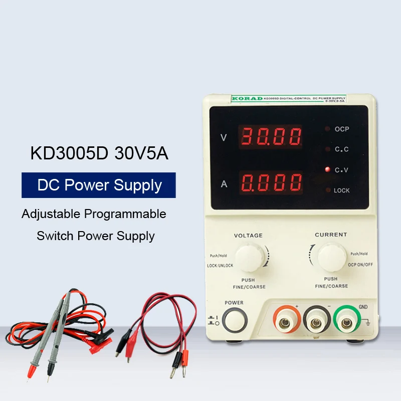 Fuente de alimentación KD3005D 30V5A, interruptor programable de alta precisión ajustable ...