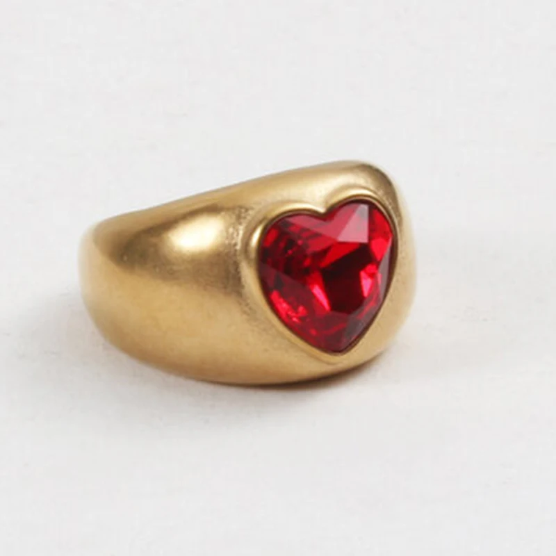 New-Design-Women-s-Rings-Fashion-Titanium-Steel-Red-Heart-Shape-Stone ...