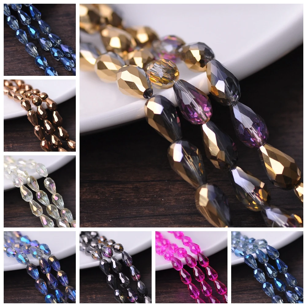 Crystal Teardrops Faceted Beads | Tear Drop Beads Crystal Glass - Shape ...