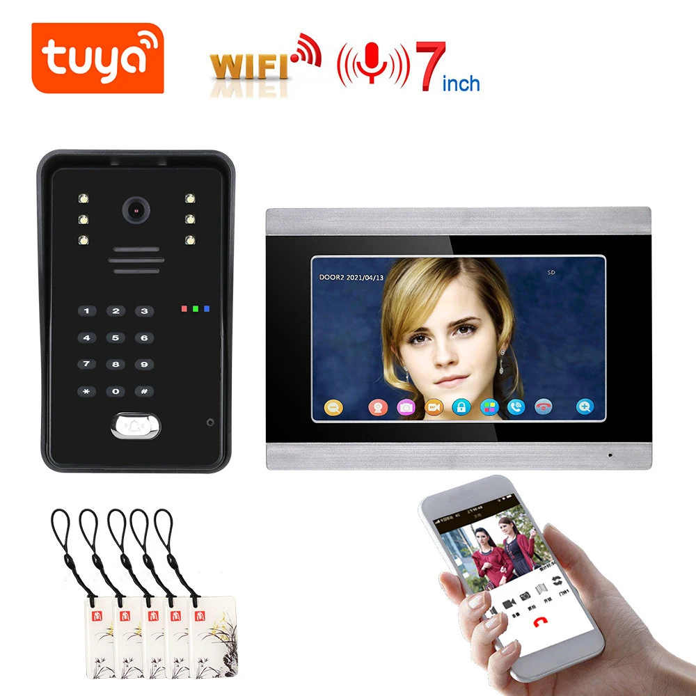 7 Inch1/2/3 Monitor TUYA Video Intercom WIFI RFID Video Door Phone ...