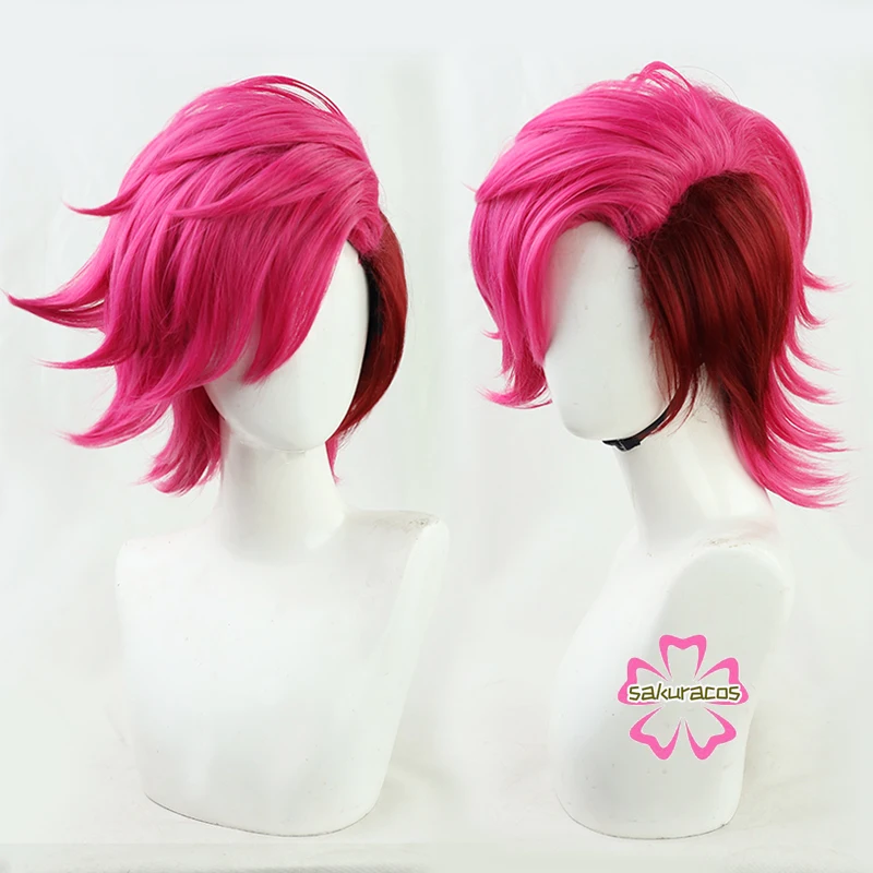 LOL-Arcane-Vi-Cosplay-Wig-Red-Short-Synthetic-Hair-Heat-Resistant ...