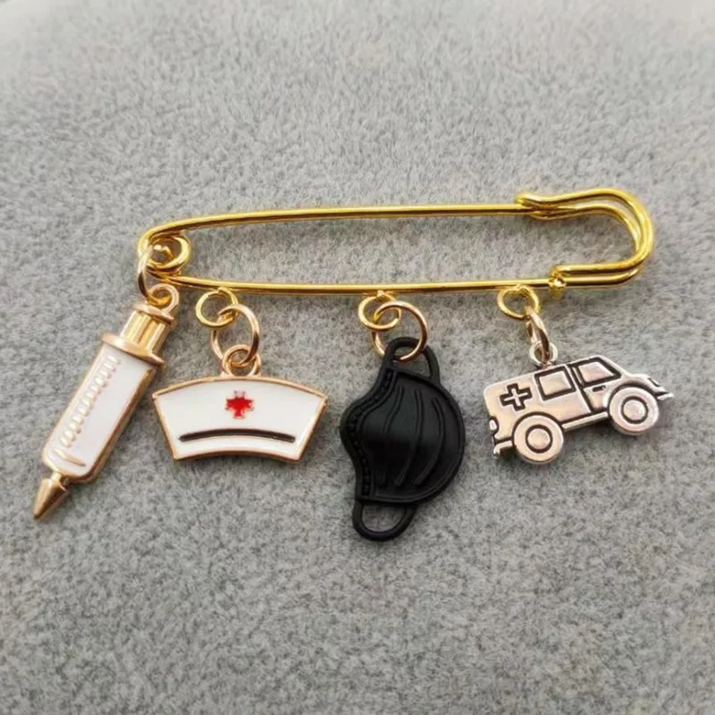 BROCHE,Golden-2-blue-3--Broche à la mode pour médecin, outil médical ...