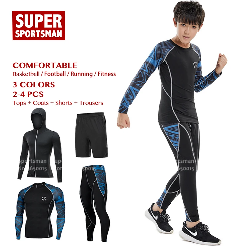 Kids-Running-Jogging-Suits-Men-Training-Fitness-Tights-Children ...