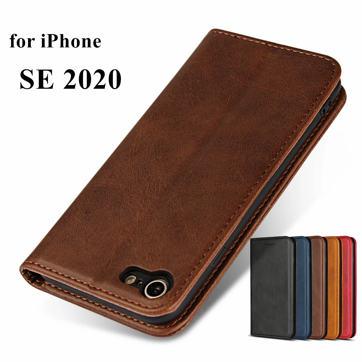 Leather-case-for-iPhone-SE-2020-Flip-case-card-holder-Holster-Magnetic ...