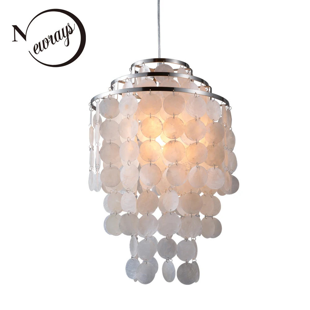 Loft Modern White Natural Seashell Chandelier Ceiling E14 Led Shell ...