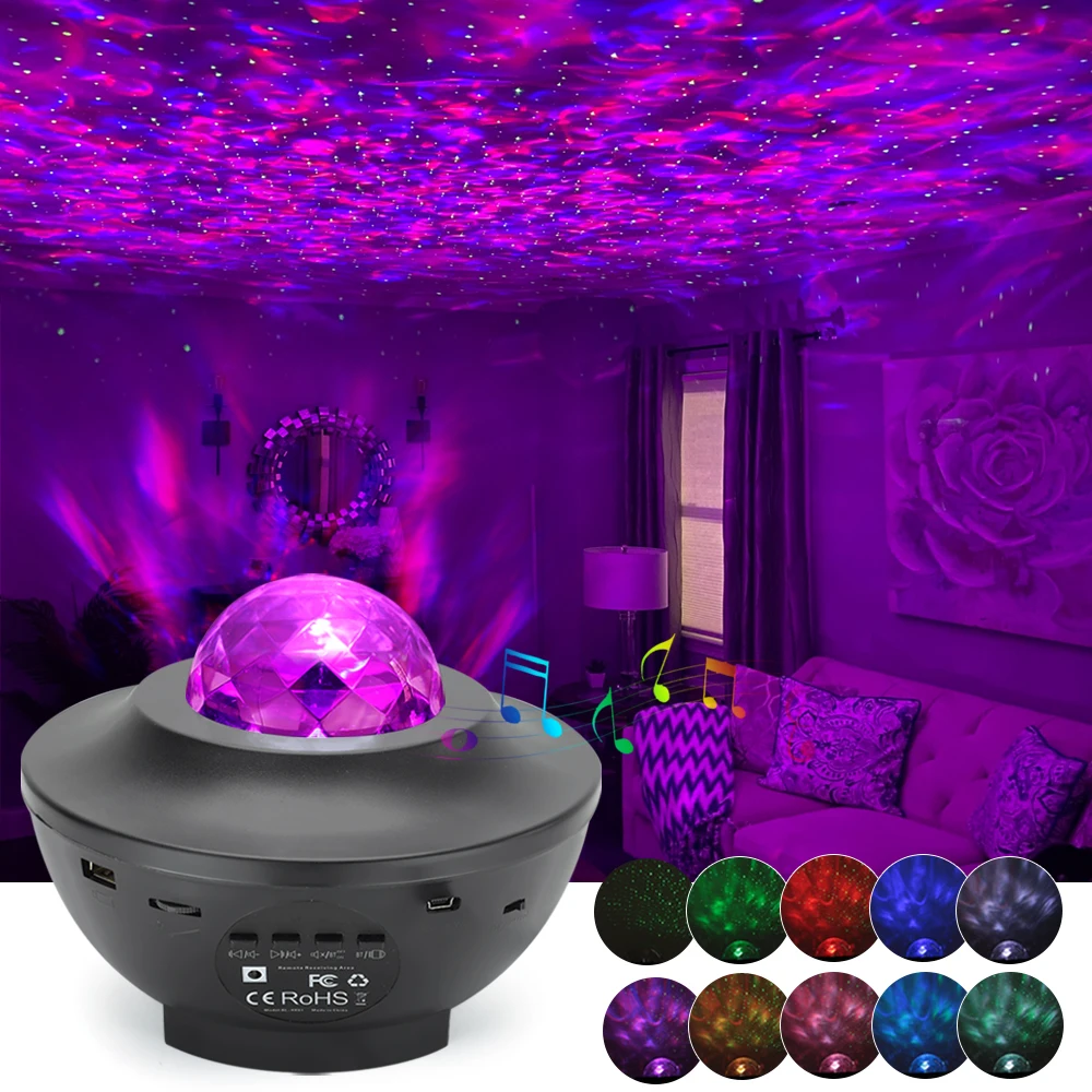 Colorful LED Starry Sky Galaxy Projector Nightlight USB Blueteeth Music ...