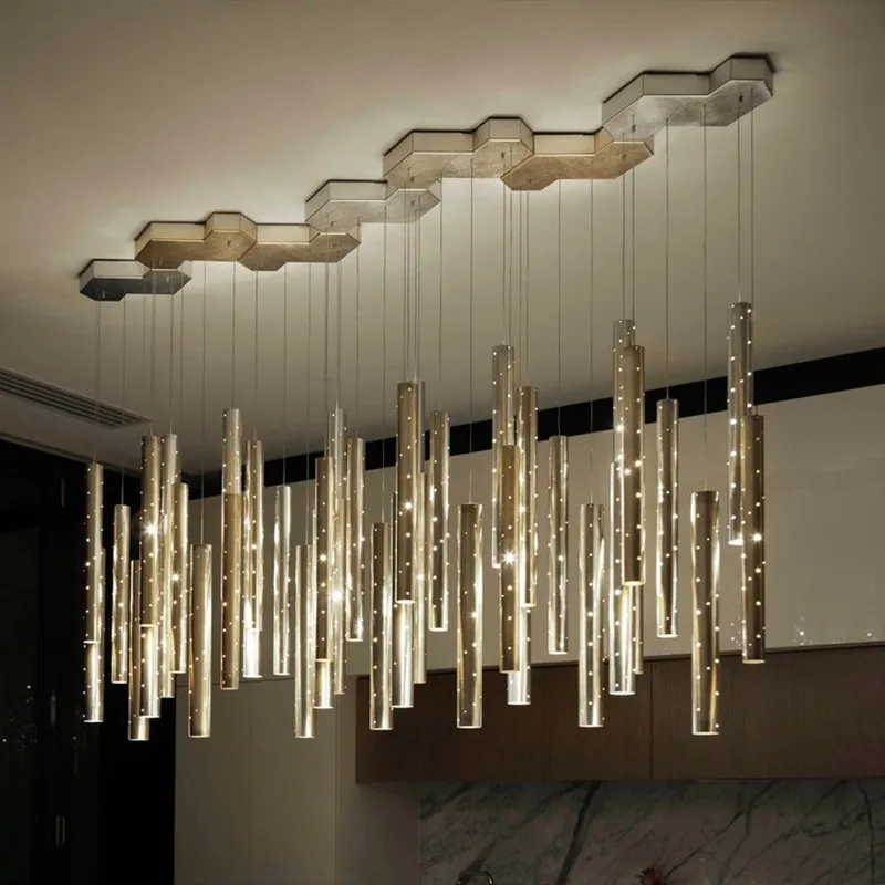 Lustre de led para sala de jantar, moderno, nórdico, ouro/prata ...