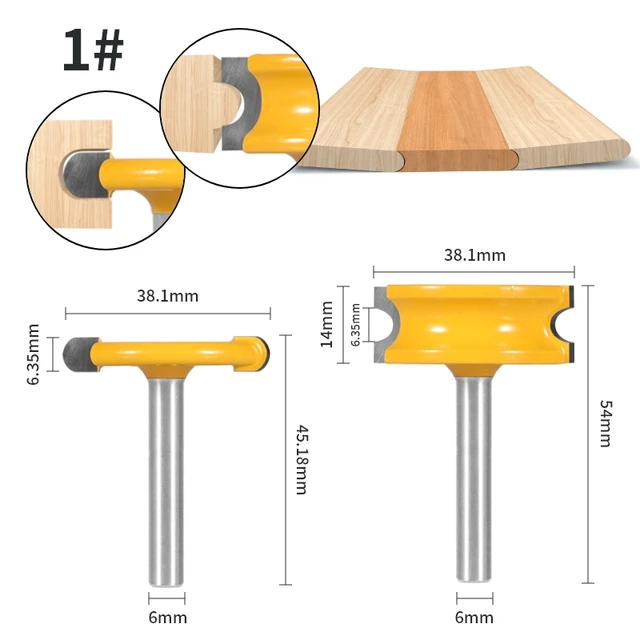 YUSUN 2PCS Flute&Bead T-Shaped Tenon Router Bit Woodworing Milling ...