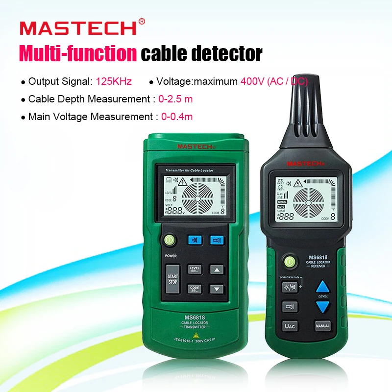 Mastech MS6818 Portable Wire Cable Tracker Metal Pipe Locator Detector ...