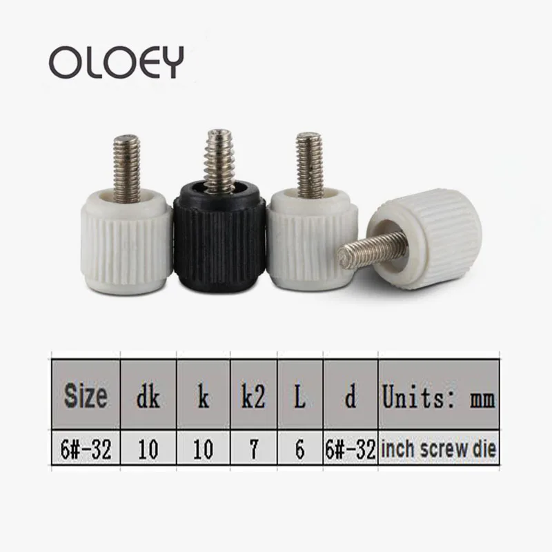 10pcs-Plastic-Hand-Screw-White-Black-Plastic-Head-Cross-Groove-Bolt ...