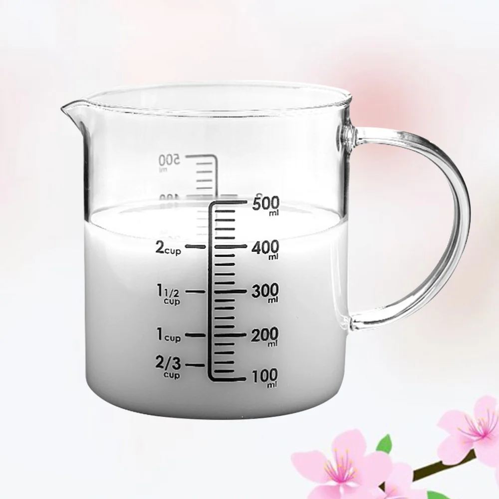 500ML Glass Measuring Cup With Scale Microwave Hot Cup Transparent ...