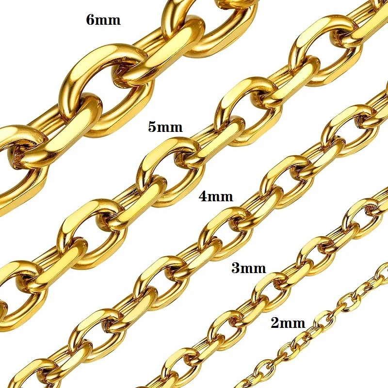 Stainless Steel O Chain For Men Women Rolo Necklace for Pendant Gold ...