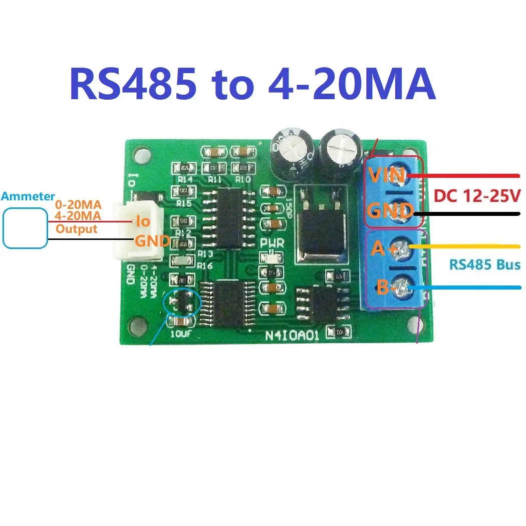 Dc 12v Dac Module Rs485 To 4-20ma/0-20ma Current Signal Generator Pwm To Current Analog ...