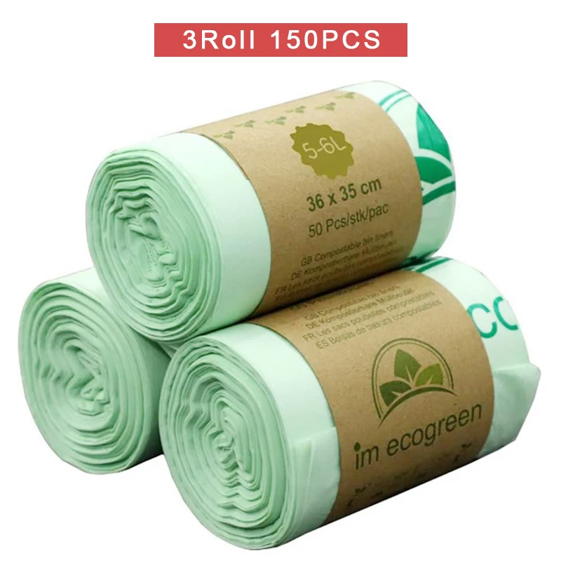 150 pieces compostable trash bags biodegradable kitchen food waste bag ...