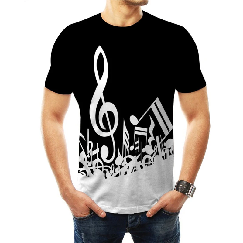 2022 Music Notes 3D Printed T-shirt Men Women Summer Funny Short Sleeve ...