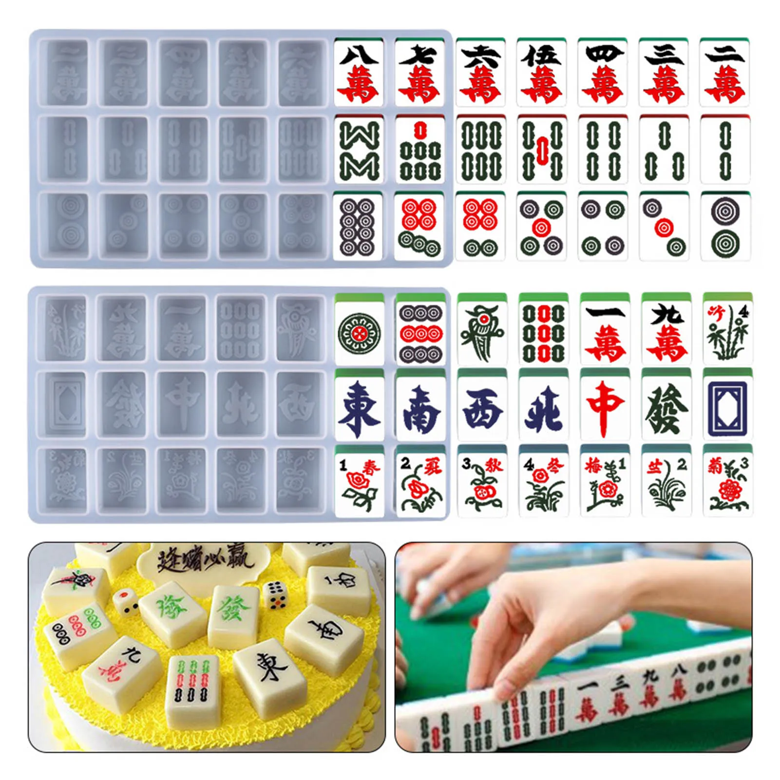 Diy Mahjong Silicone Mold Handmade Mahjong Making Supplies Crystal Glue ...