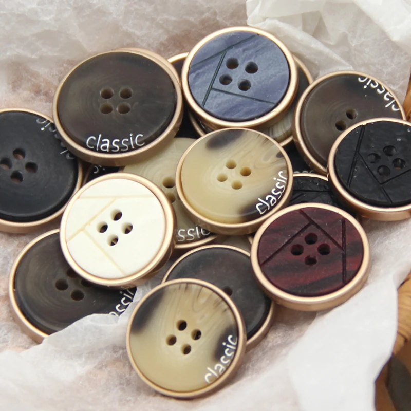 HENGC 4 Holes Round Metal Sewing Buttons For Clothing Vintage Coat Suit ...
