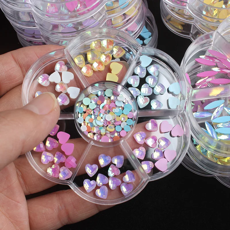 새로운 모카 색상 수지 꽃 상자 여러 스타일 네일 아트 라인 석 DIY 매니큐어 장식 돌|라인석| - AliExpress