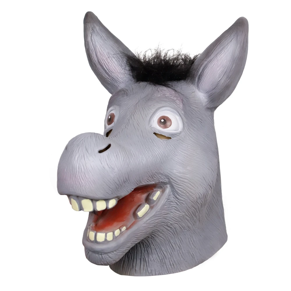 Cute Realistic Happy Donkey Full Face Cosplay Halloween Mask ...