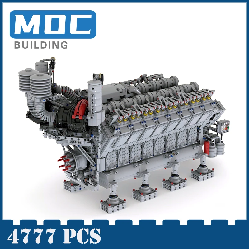 V16 Diesel Engine Classic creative diesel engine MOC building block ...