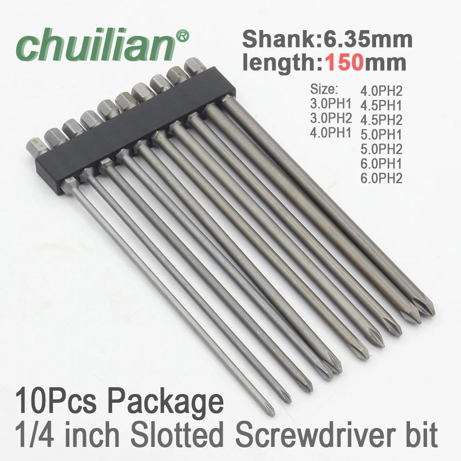 1Pcs 150mm long Hex Shank Magnetic Phillips Cross Screwdriver Bit ...