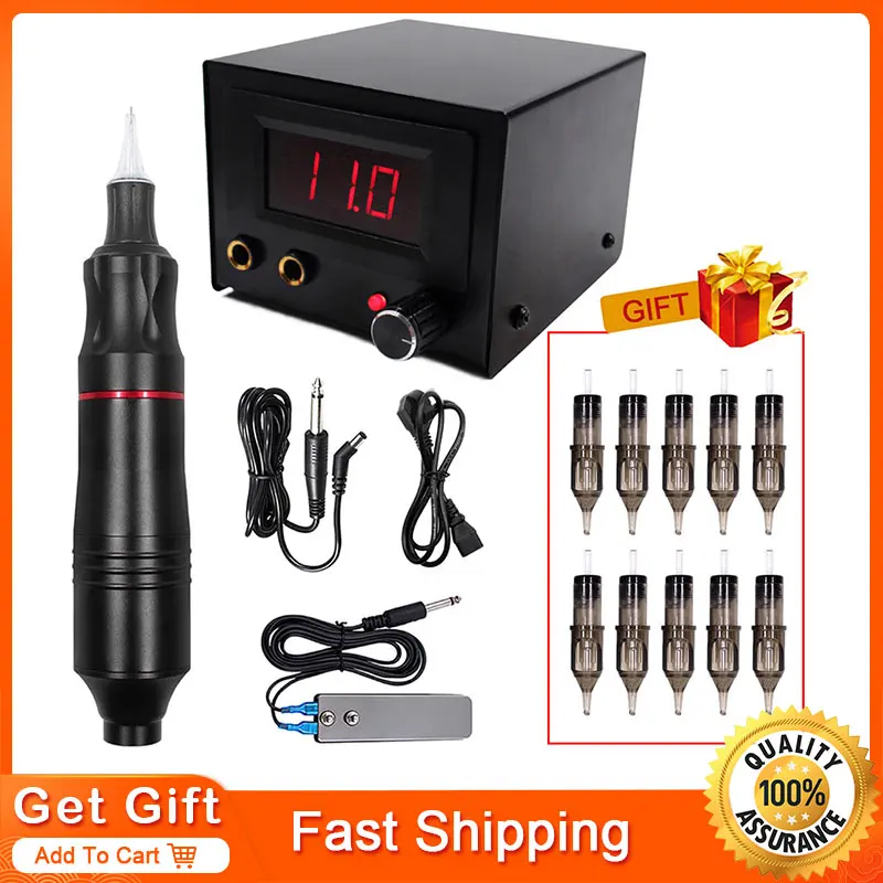 Biomaser Complete Tattoo Machine Set LCD Power Supply Professional ...