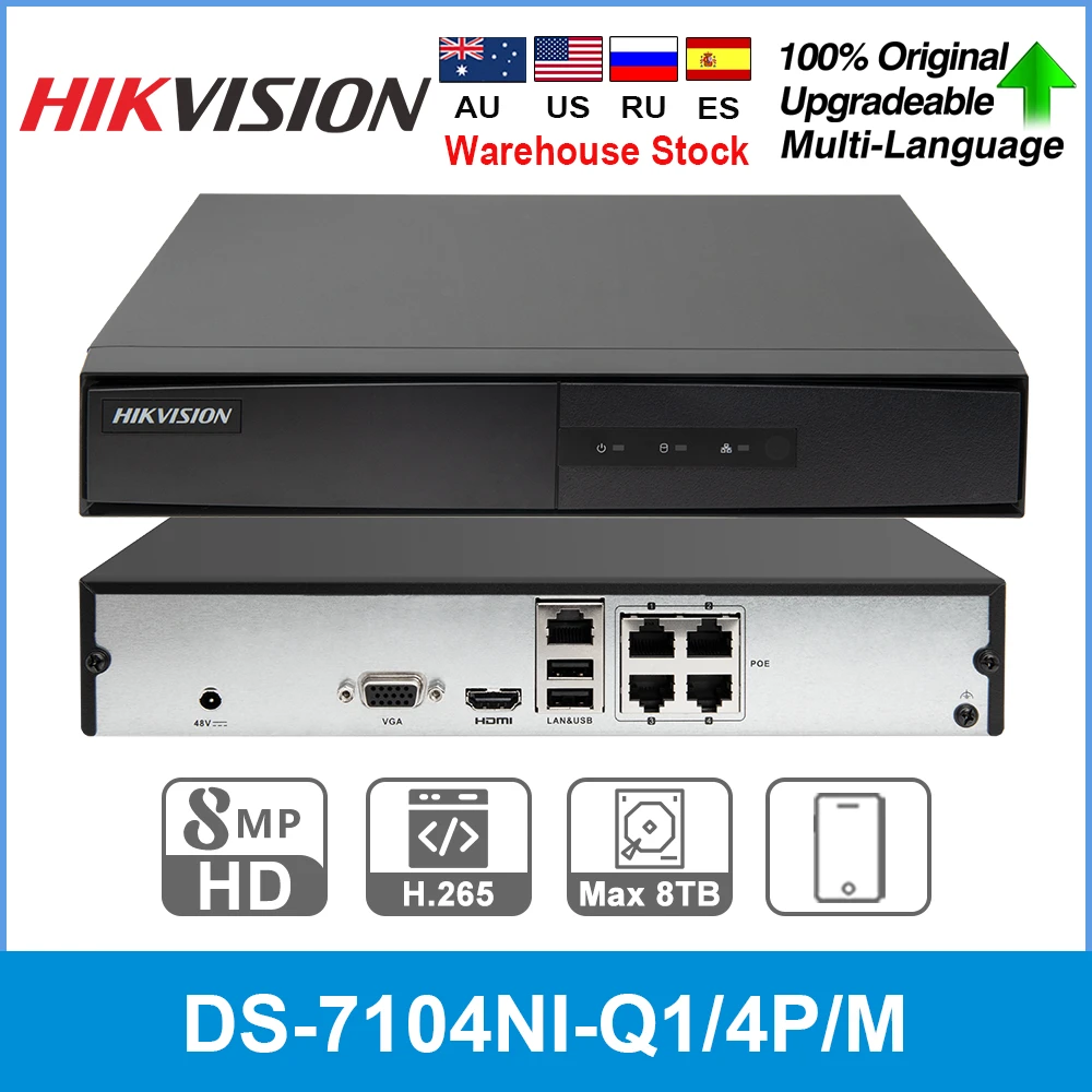 Hikvision orijinal NVR DS 7104NI Q1/4p/m 4CH POE NVR 6MP görünüm 4MP kayıt H.265 SATA POE IPC ...