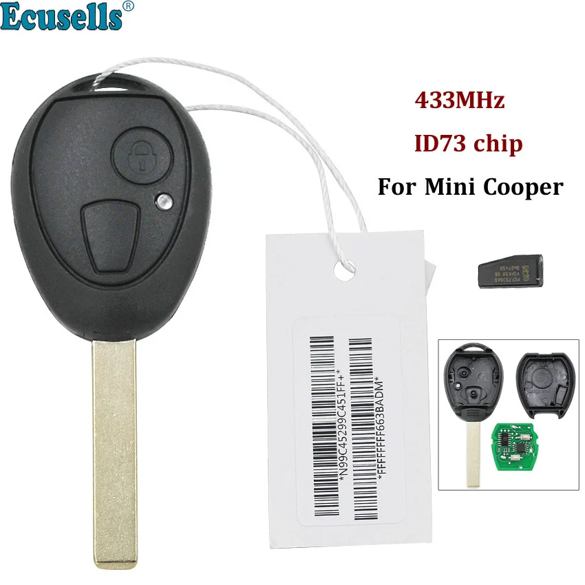 2 Buttons Remote Key Fob 433mhz With Id73 Pcf7930 Chip For Bmw Mini ...