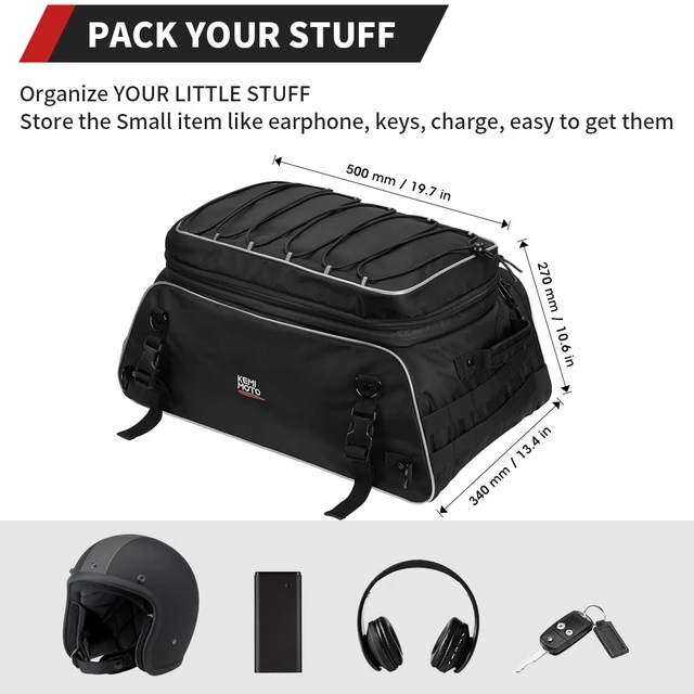 Tail Bag Motorcycle Luggage Tour-Pack Rack Bag Collapsible Trunk Bags ...